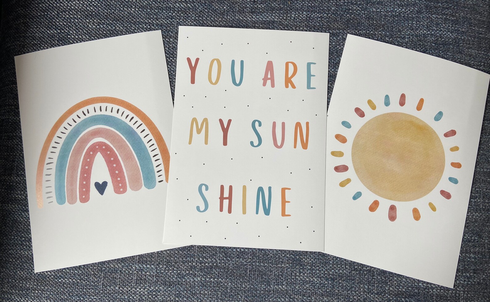 Boho Rainbow Sun Nursery Prints: You Are My Sunshine Set - Etsy