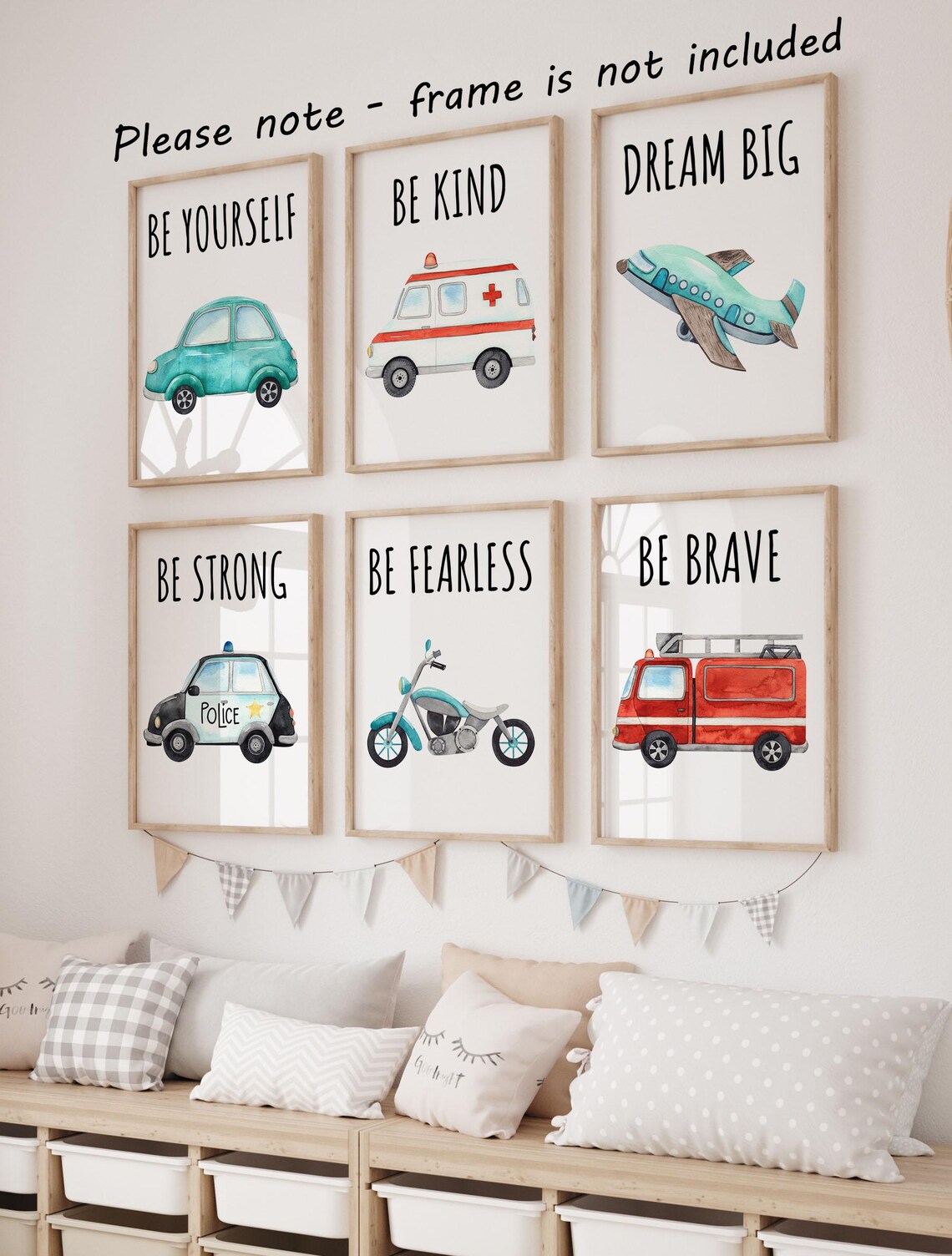 Emergency Vehicle Set of 6 Unframed Poster Prints for Baby Boys Girls ...