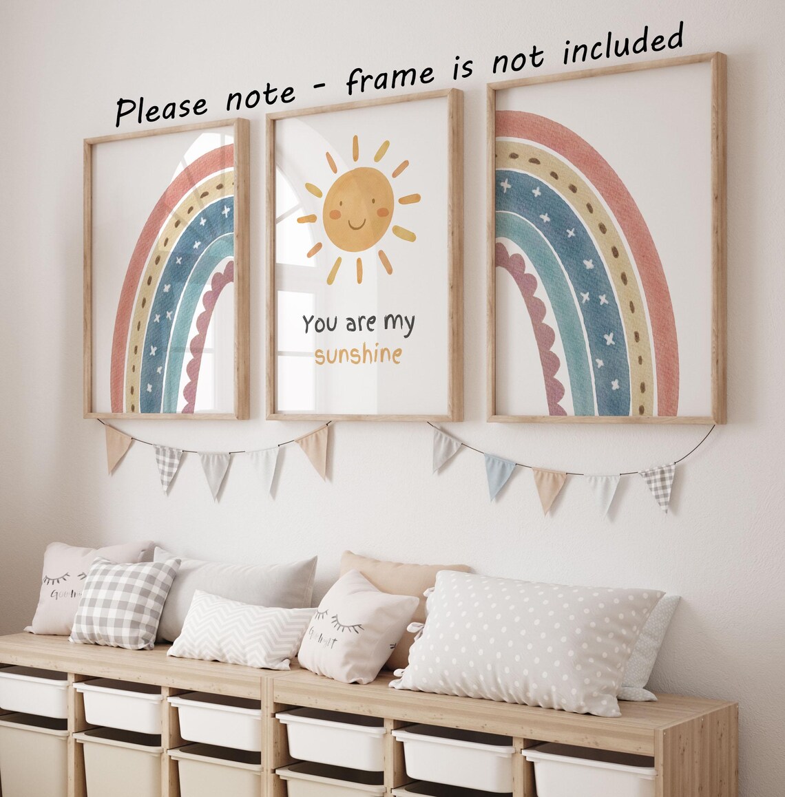 You Are My Sunshine Rainbow Set of 3 Unframed Poster Prints, Boy Girl ...