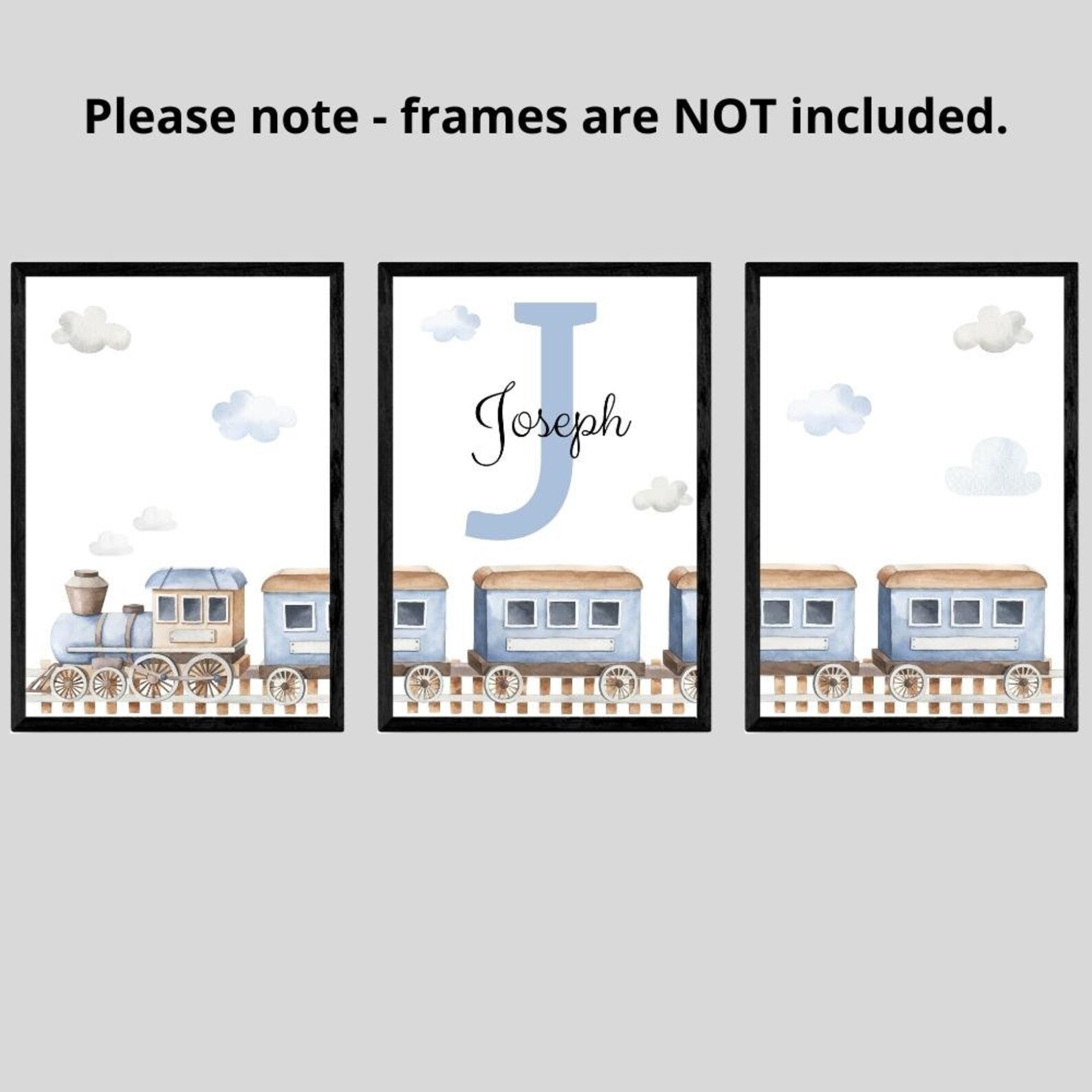 Choo Choo Train Set of 3 Unframed Personalised Name Poster - Etsy