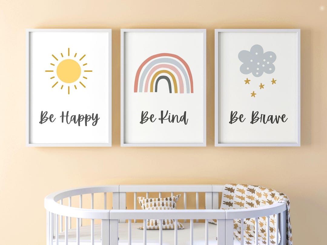 Be Happy Be Kind Be Brave Set of 3 Unframed Poster Prints for Girl Boy ...