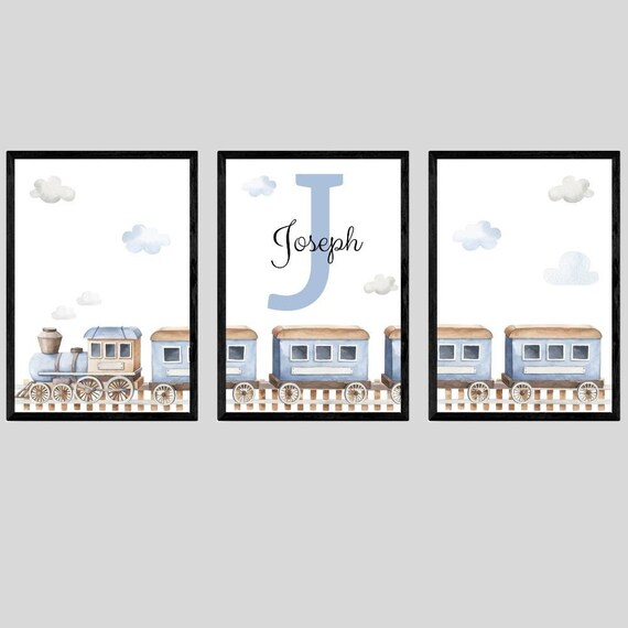 Choo Choo Train Set of 3 Unframed Personalised Name Poster | Etsy UK