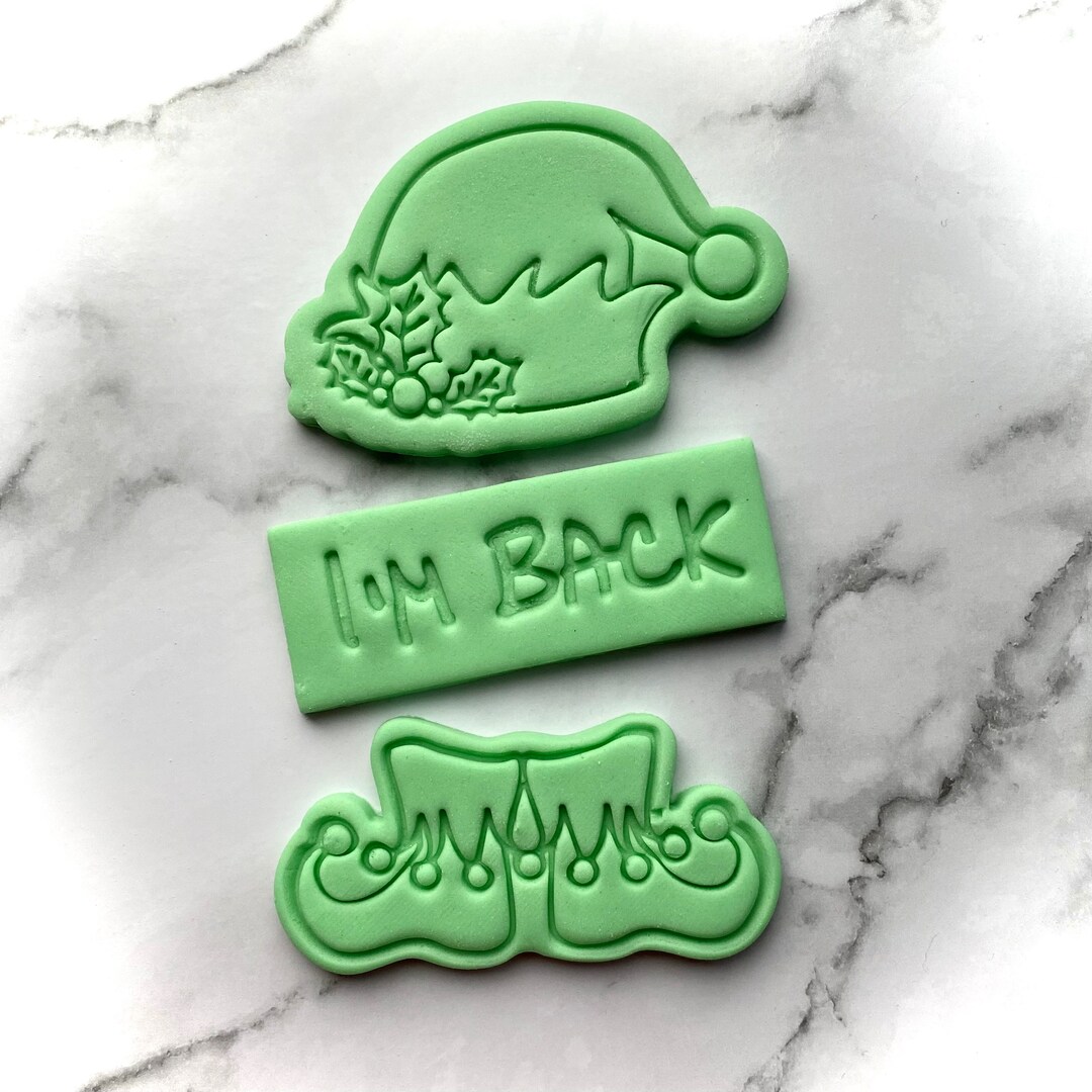 Elf Cookie Cutter and Stamp Elf Hat Elf Shoes Christmas Fondant Biscuit ...