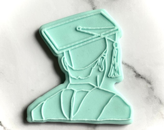 Graduation Boy Cookie Cutter and Stamp. Graduation Biscuit Fondant ...