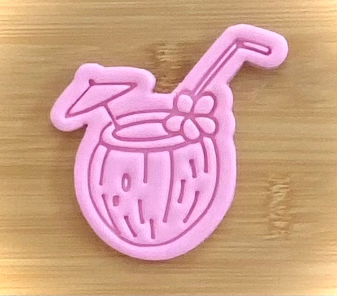 Coconut Cocktail Cookie Embosser Stamp | Cocktail Party Cookie Stamp ...