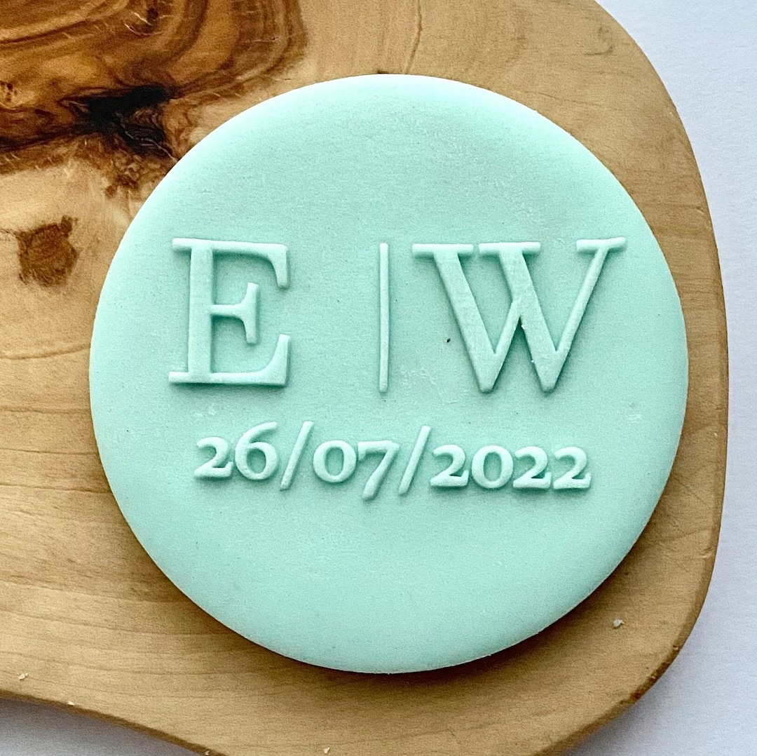 Custom Wedding Initials With Date Cookie Stamp. Fondant Debosser Stamp ...