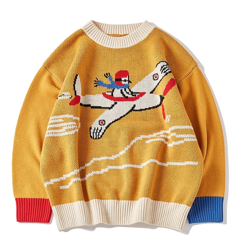 Air Plane Sweater Unisex Pullover Oversize Harajuku Streetwear | Etsy