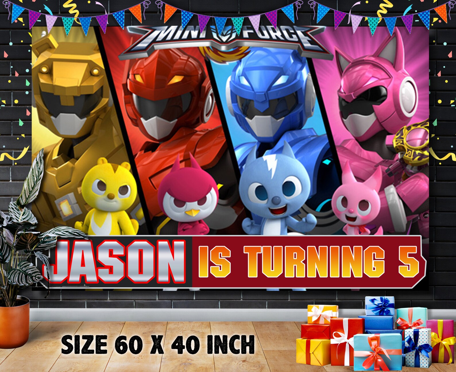 Miniforce Birthday Backdrop Miniforce Birthday Banner | Etsy