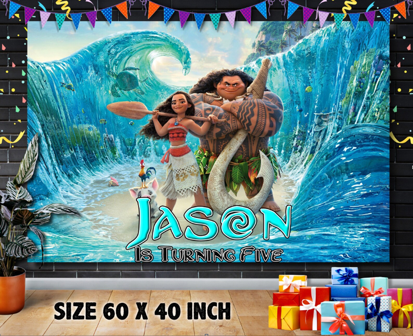 Moana Birthday Backdrop Moana Birthday Banner Moana Birthday | Etsy