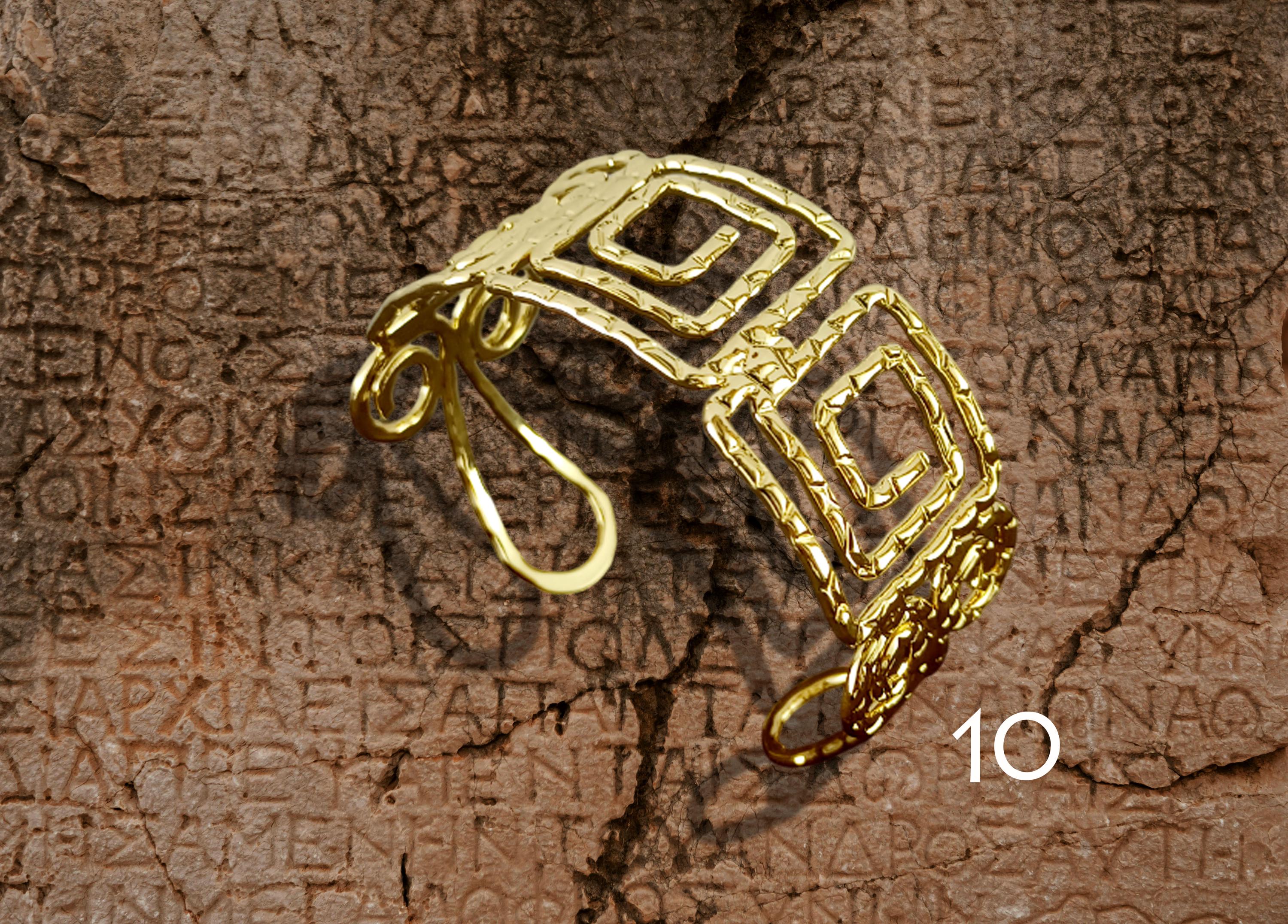 Spiral Adjustable Hammered Arm Cuff Greek Key Meander and Spiral Combo ...