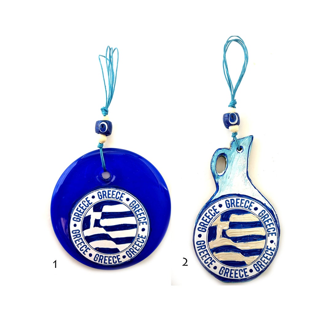 Personalized Glass Wall Hanging Greek Flag Wall Decor Wooden Parthenon ...