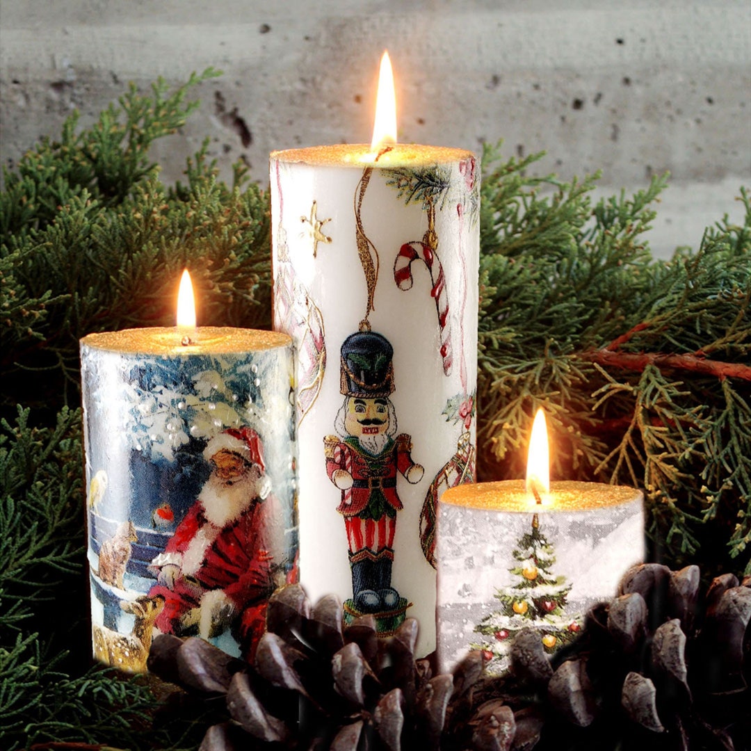 Christmas Decorative Candle Handmade Large Pillar Candle Nutcracker ...