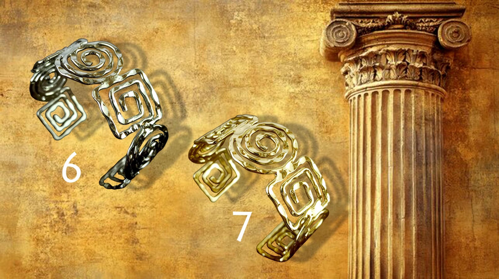 Spiral Adjustable Hammered Arm Cuff Greek Key Meander and Spiral Combo ...