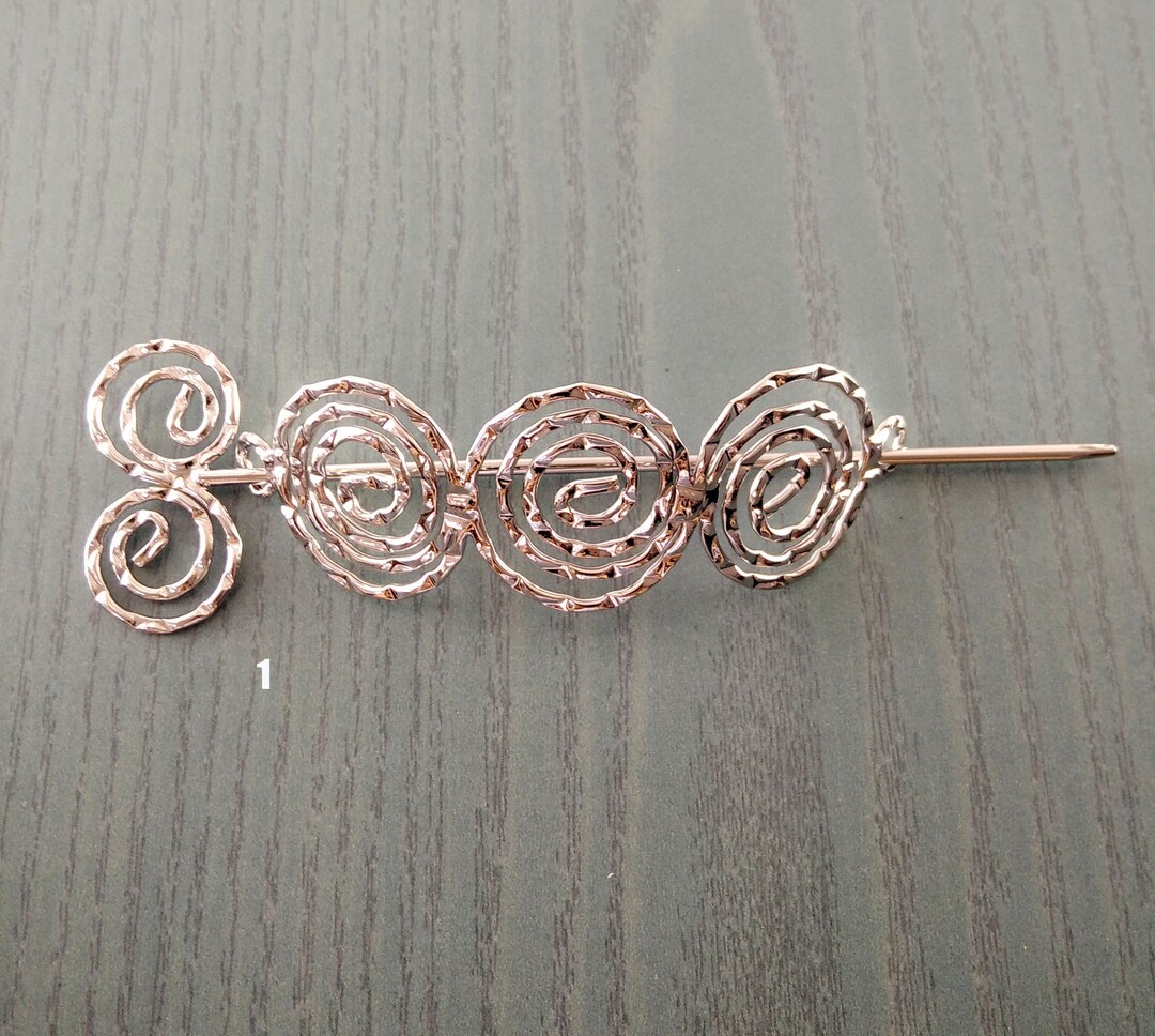 Greek Spiral Hammered Hairpin Ancient Greecian Silver Plated Barette ...