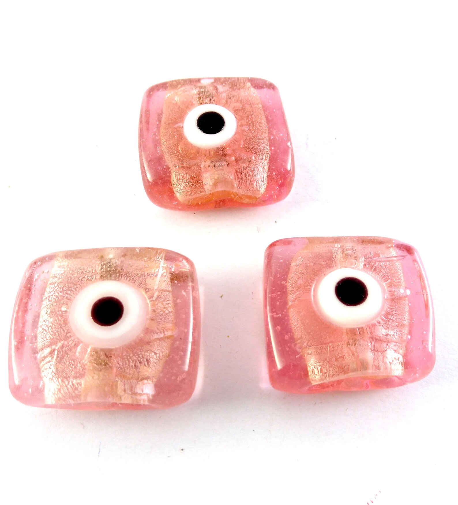 3pcs Evil Eye Glass Square Chunky Bead Diy Jewellery Supply Lampwork ...