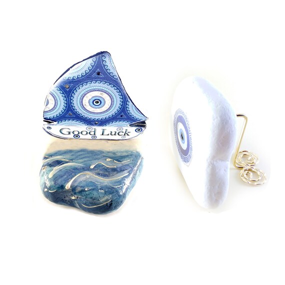 Evil Eye Table Ornament Marble Stone With Evil Eye Greek Evil - Etsy