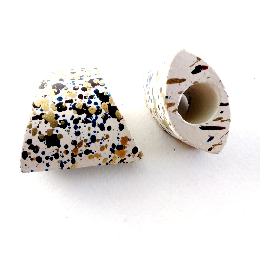 Greek Ceramic Trapezoid Bead 38x40mm Handmade Ceramic Slider Tube 1 ...