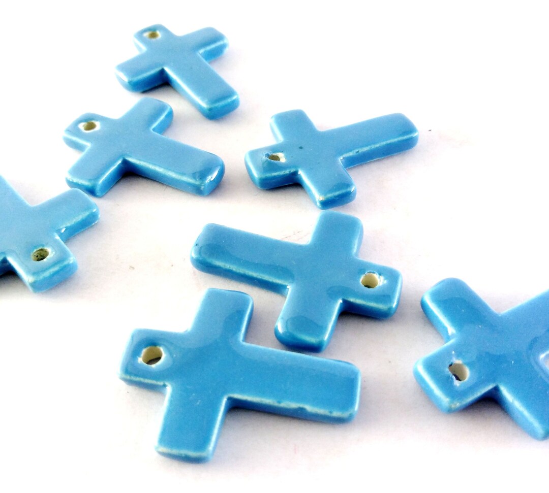 4pcs Greek Enamelled Cross 33x25x5mm Handmade Glazed Ceramic Cross ...