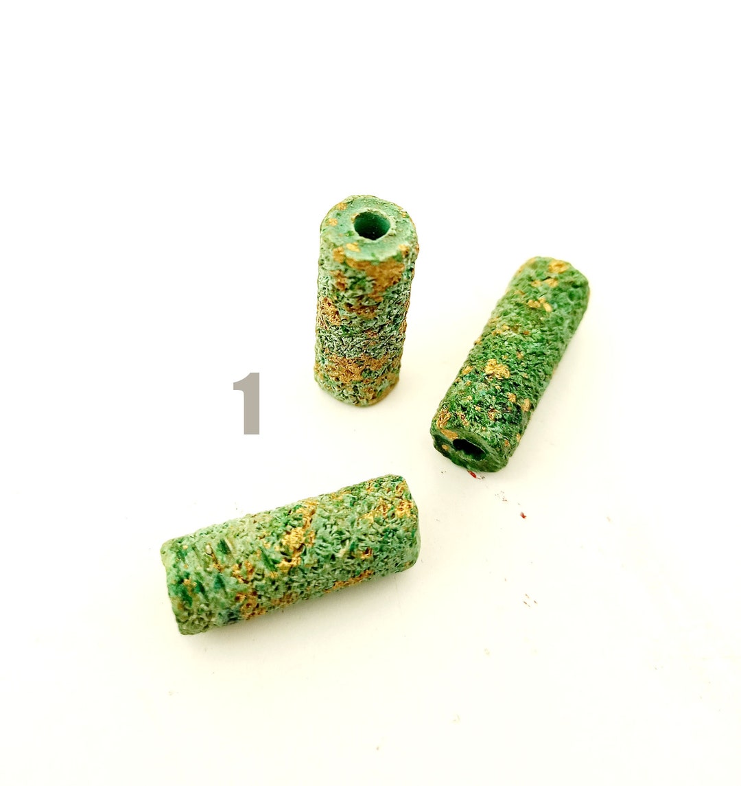 24-30 Pcs Greek Matte Finish Handmade Tube Unglazed Ceramic Embossed ...