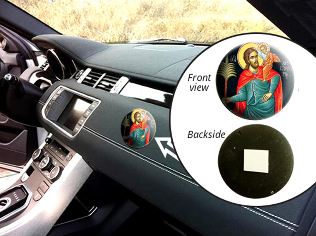 Custom Wooden Button Car Accessory Religious Car Decor Protection Gift ...
