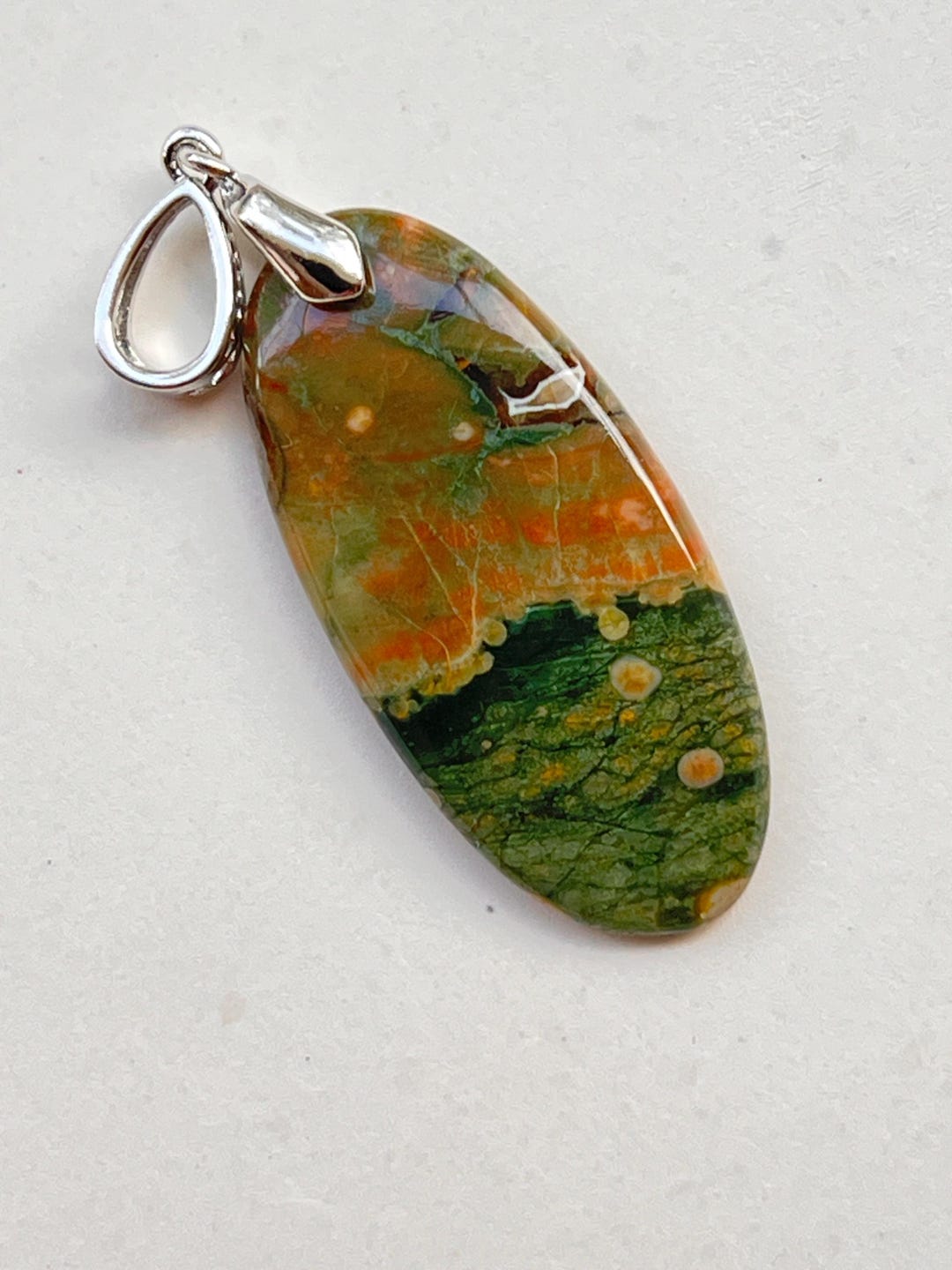 82024 Rainforest Rhyolite Gemstone Pendant Necklace, Rainforest ...