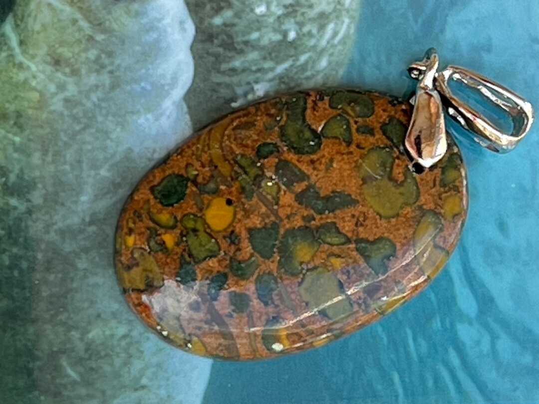 SALE Fruit Jasper Gemstone Pendant With Stainless Steel Necklace, Fruit ...