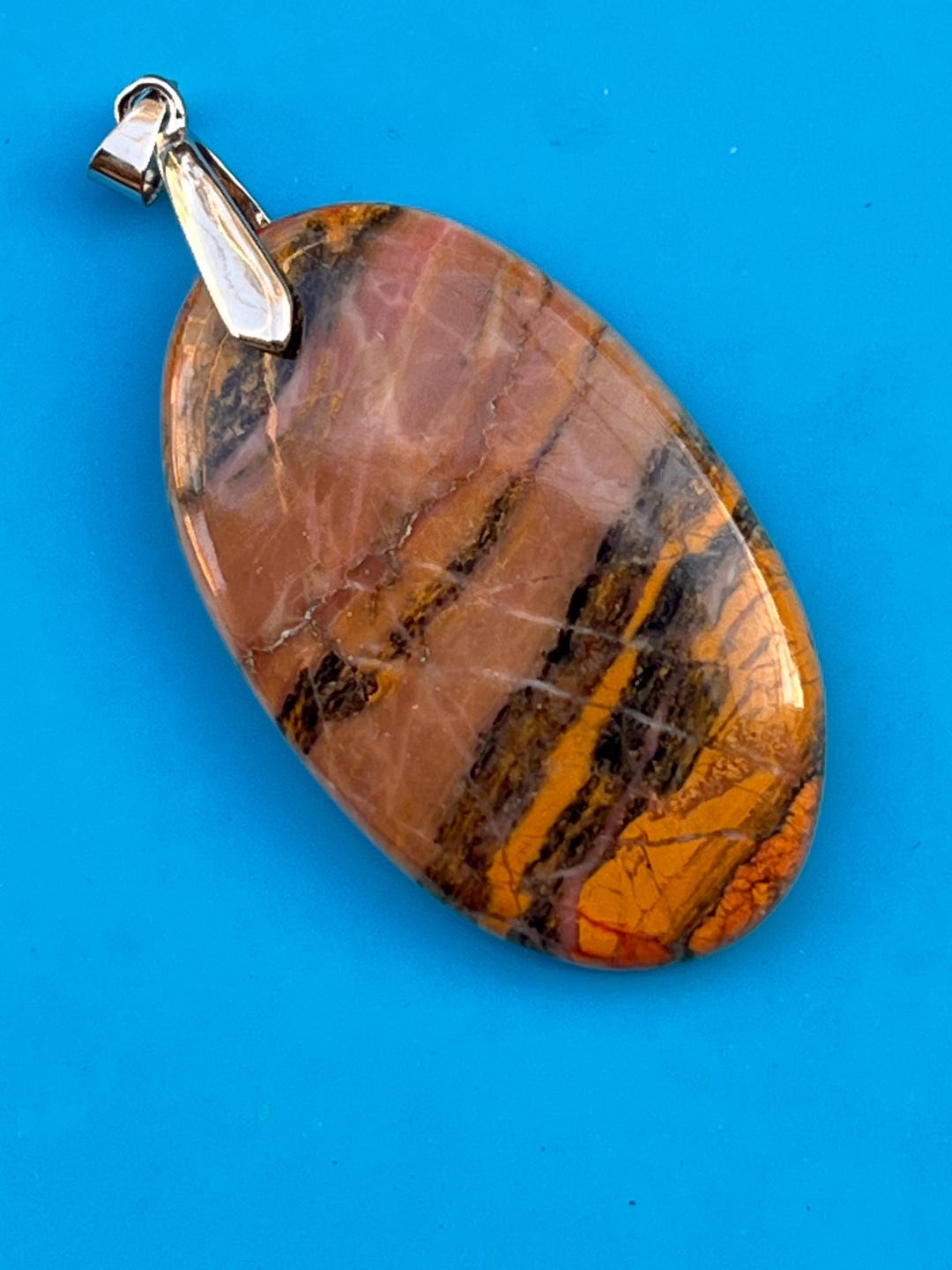 3-2025 SALE NEW Yellow Feather Jasper Gemstone Pendant With Stainless ...