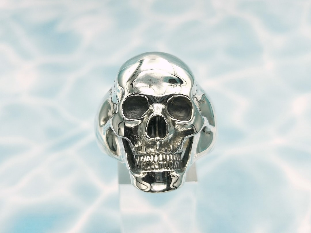 Large Sterling Silver Skull Ring - Etsy