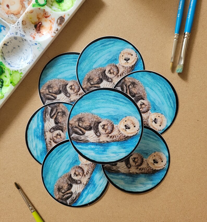 Watercolor Sea Otter Sticker | Otter Sticker | Nature Sticker ...