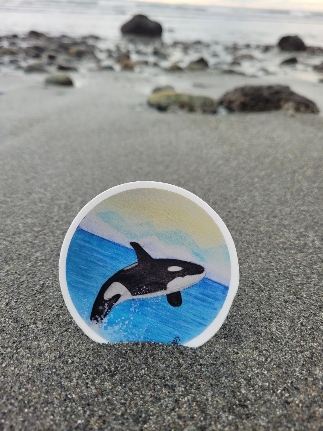 Watercolor Orca Sticker | Whale Sticker | Orca Sticker | Nature Sticker ...
