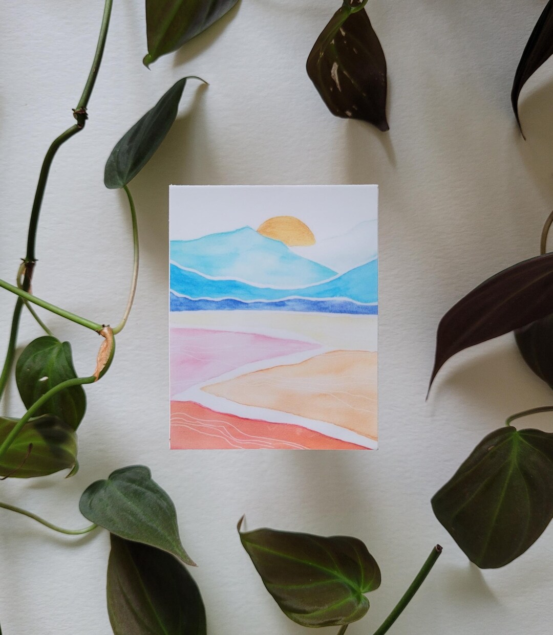 Modern Sunrise Watercolor Sticker | Sunrise Sticker | Abstract ...