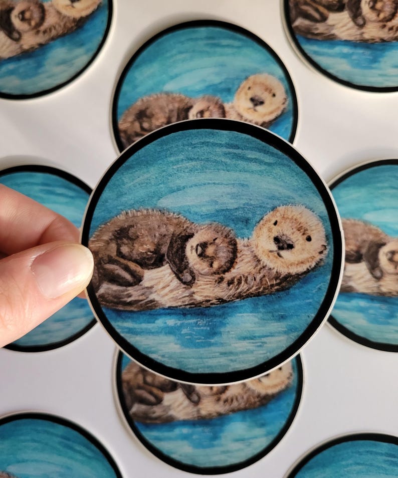 Watercolor Sea Otter Sticker | Otter Sticker | Nature Sticker ...