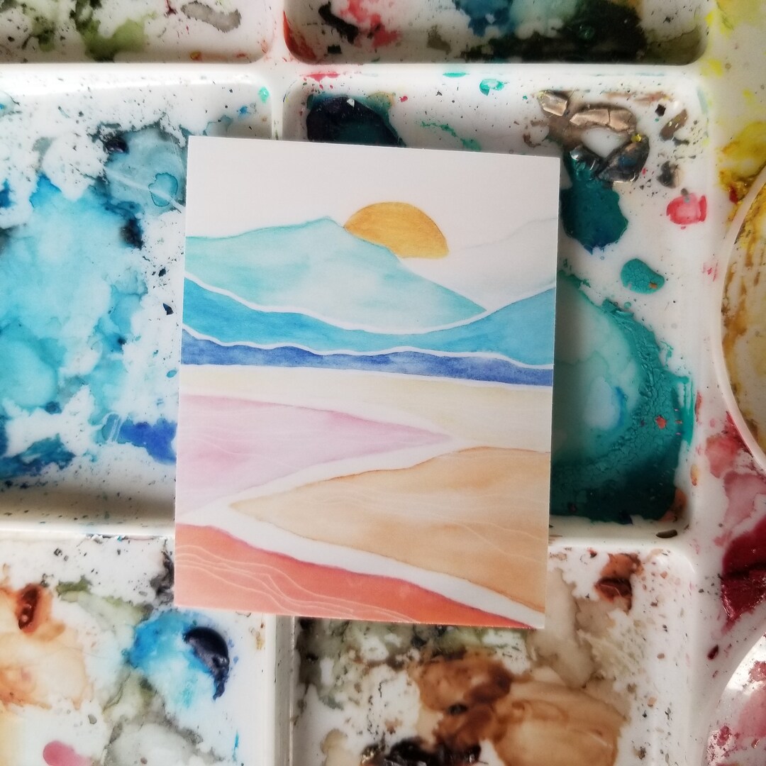Modern Sunrise Watercolor Sticker Sunrise Sticker Simplistic Sticker ...
