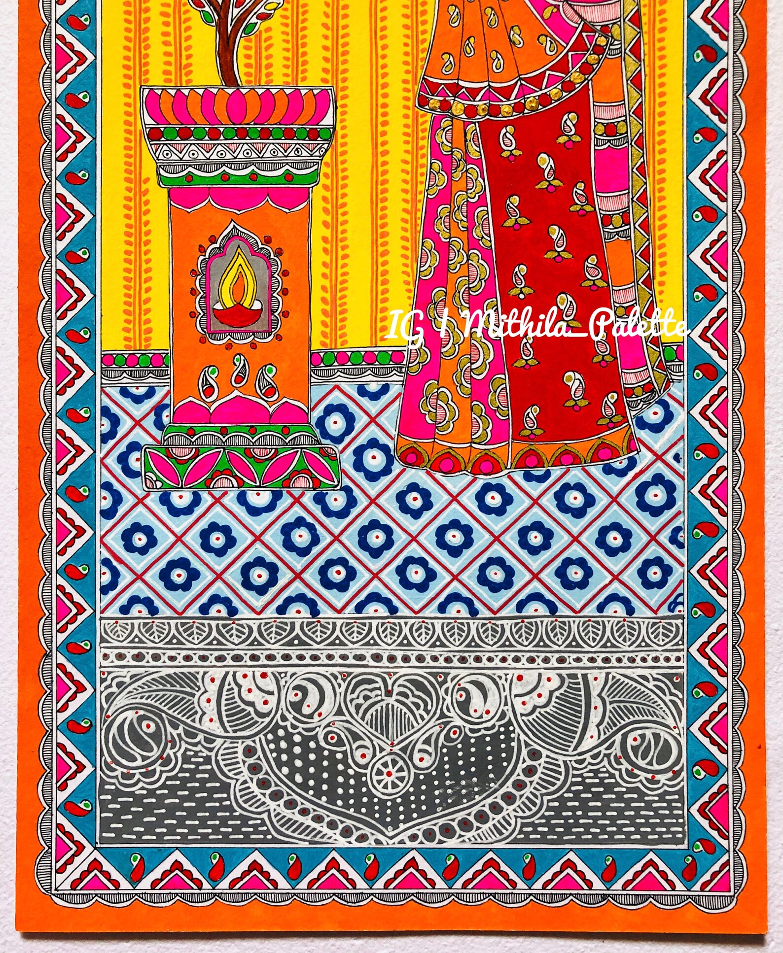 Village Scene-madhubani Painting Archival/giclee Print - Etsy