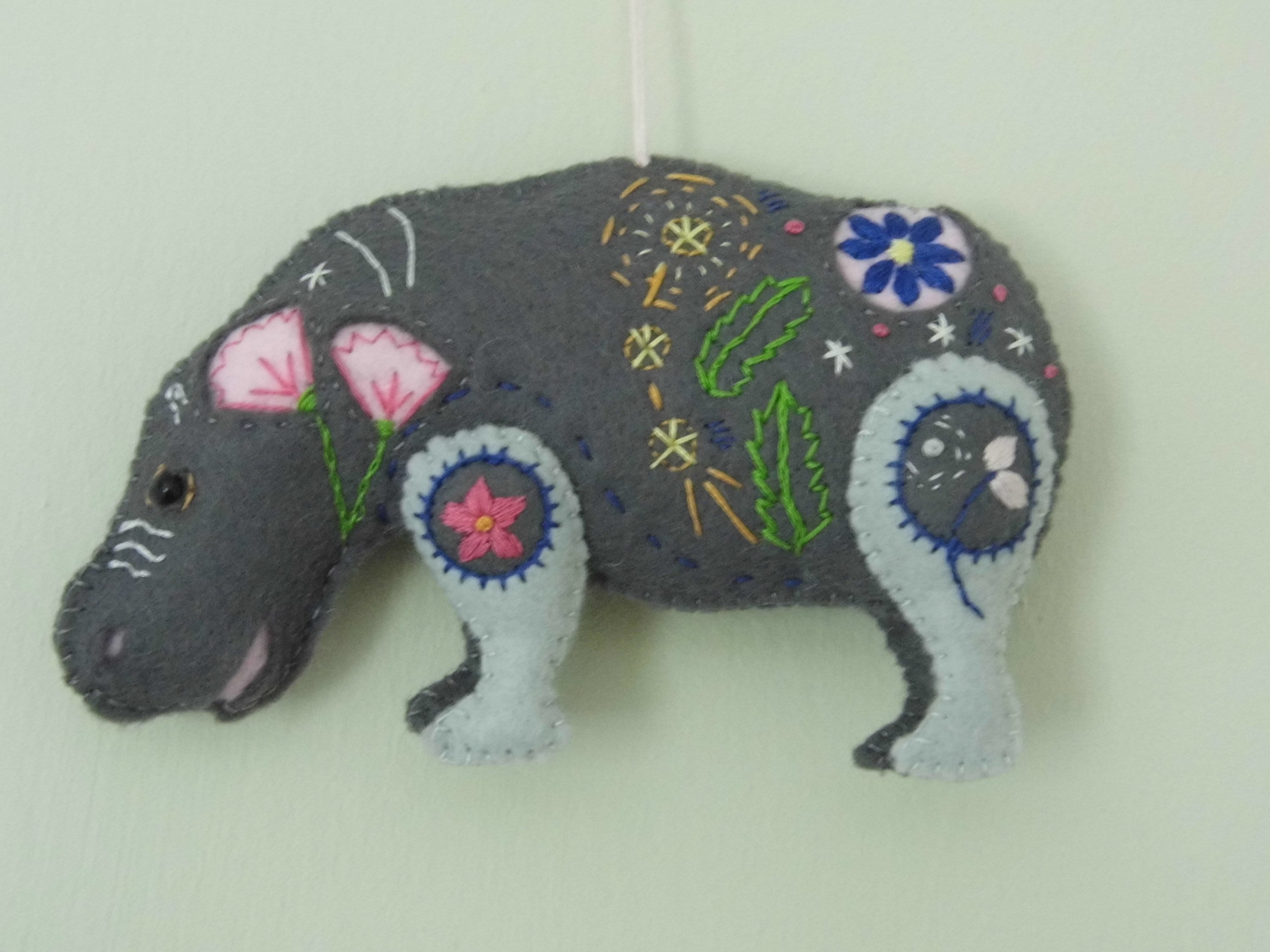 Hippo PDF Pattern for an Embroidered Felt Ornament - Etsy