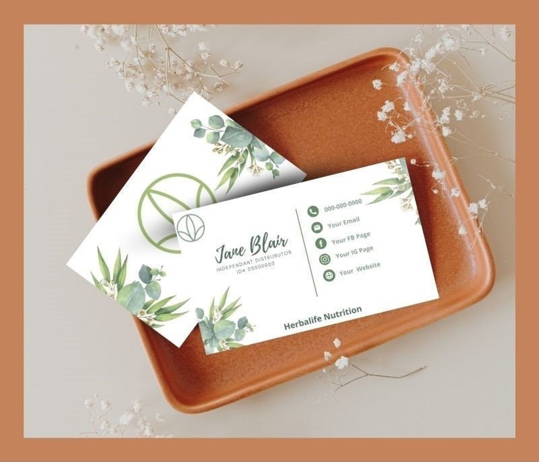 Herbalife Distributor Business Cards- Green Floral - Etsy