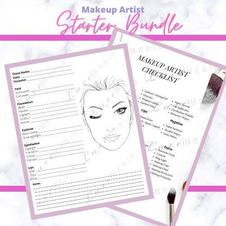 Makeup Artist Bundle- Face Chart & Check List - Etsy