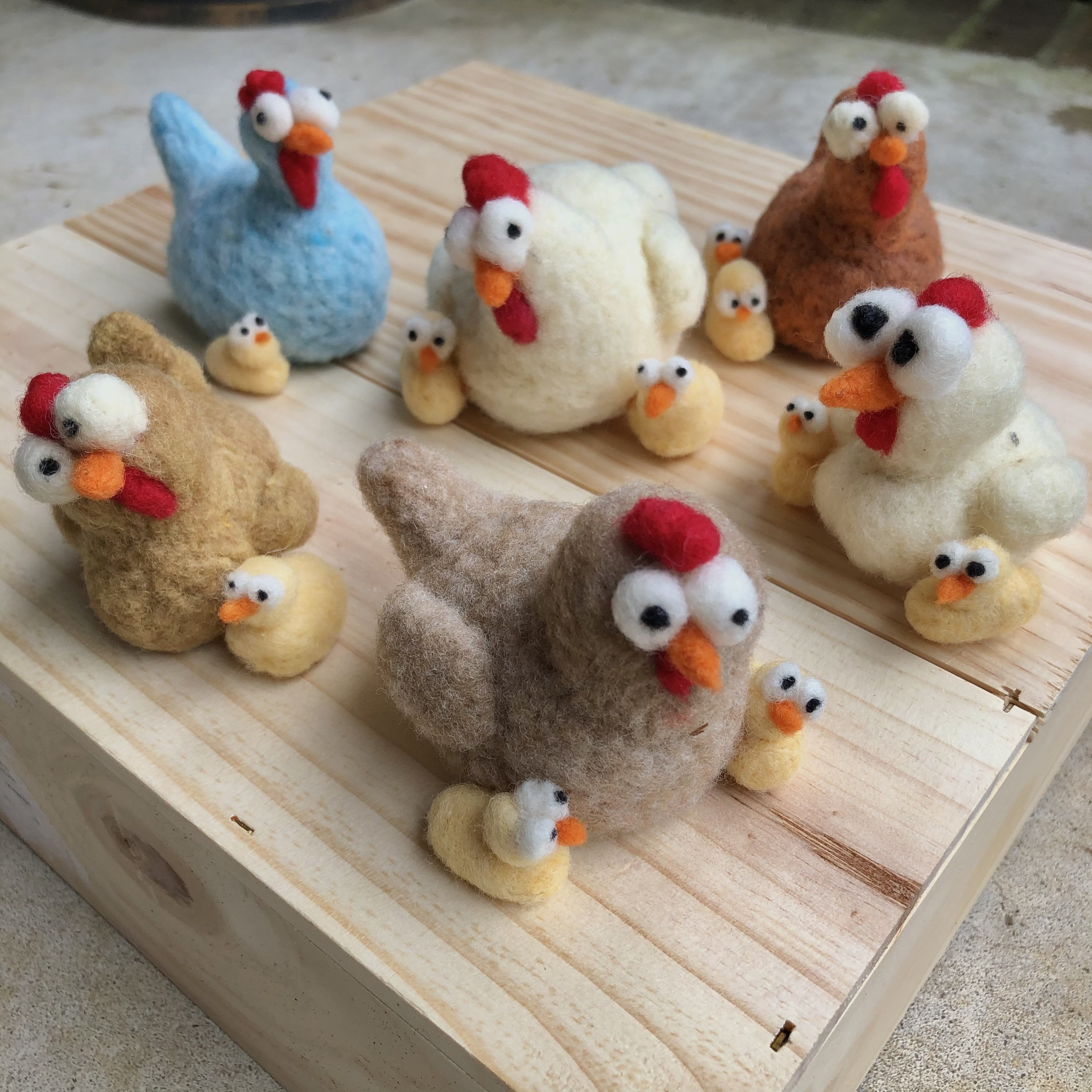 Back in Stock! Felted Chickens and Chicks! These Chickens Have Their ...