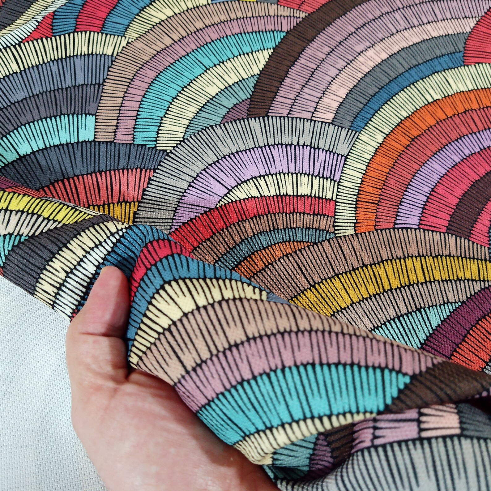 Colorful Stitching Waves Pattern Digital Printed Decorative - Etsy