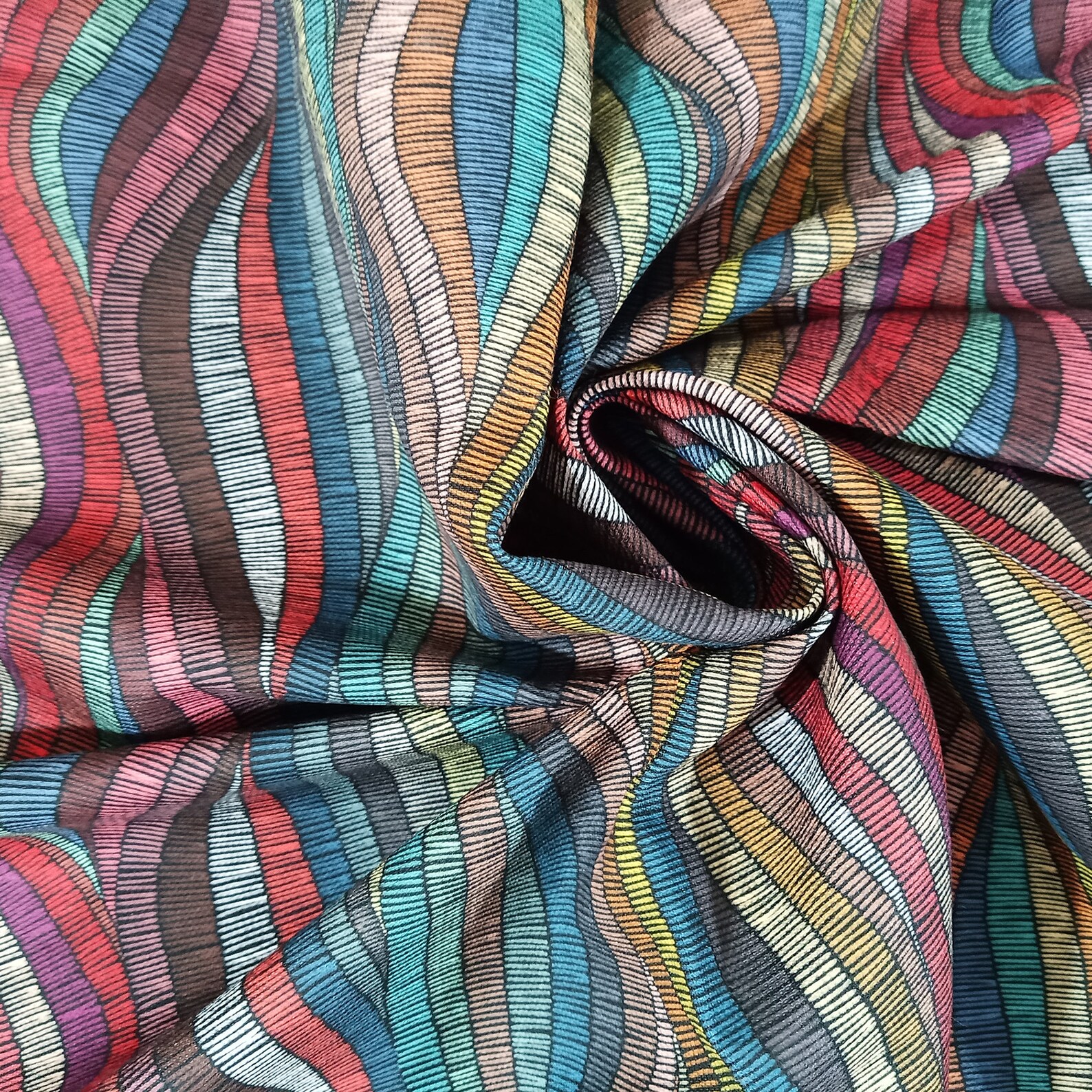 Colorful Stitch Pattern Waves Effect Upholstery Fabric by the | Etsy