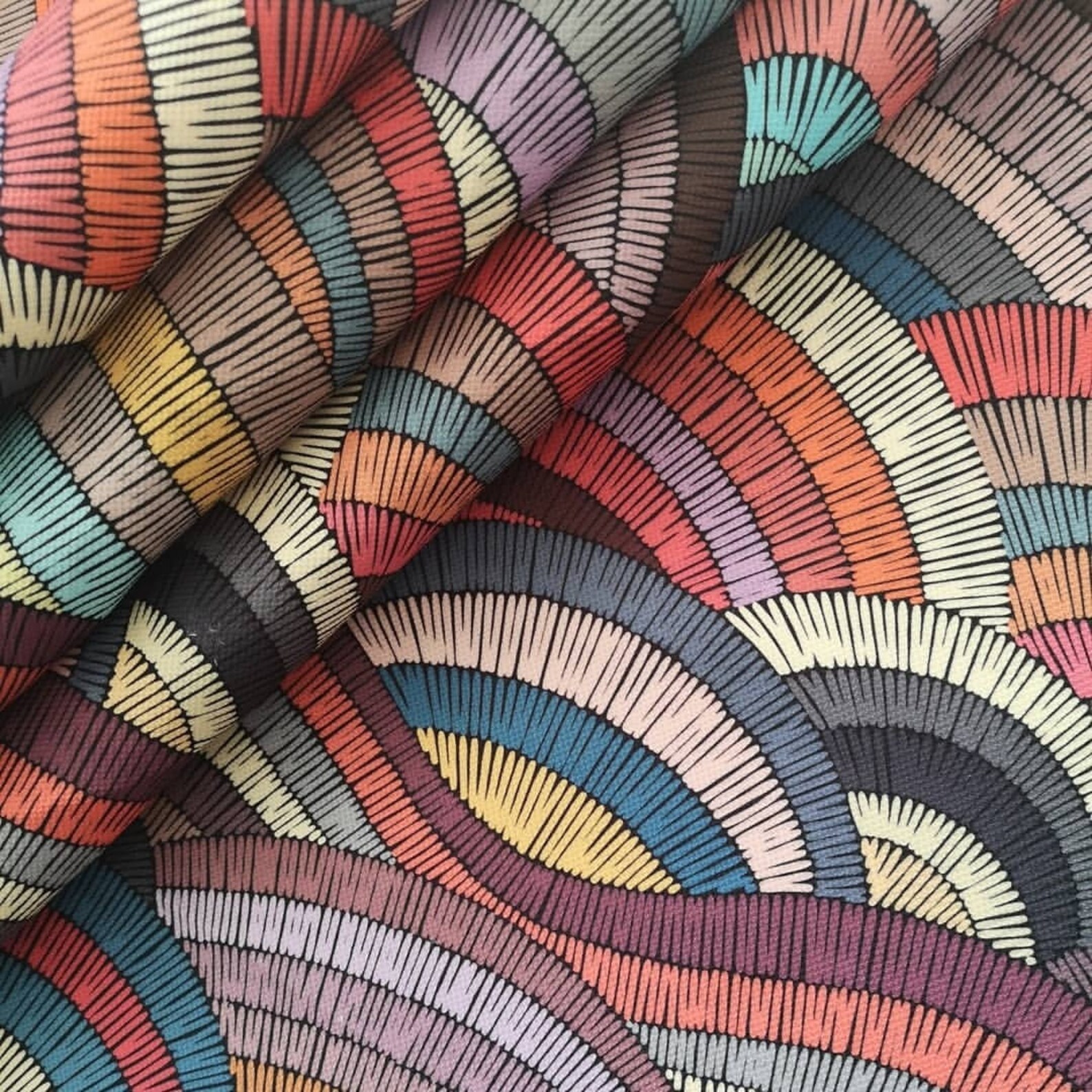 Colorful Stitching Waves Pattern Digital Printed Decorative - Etsy