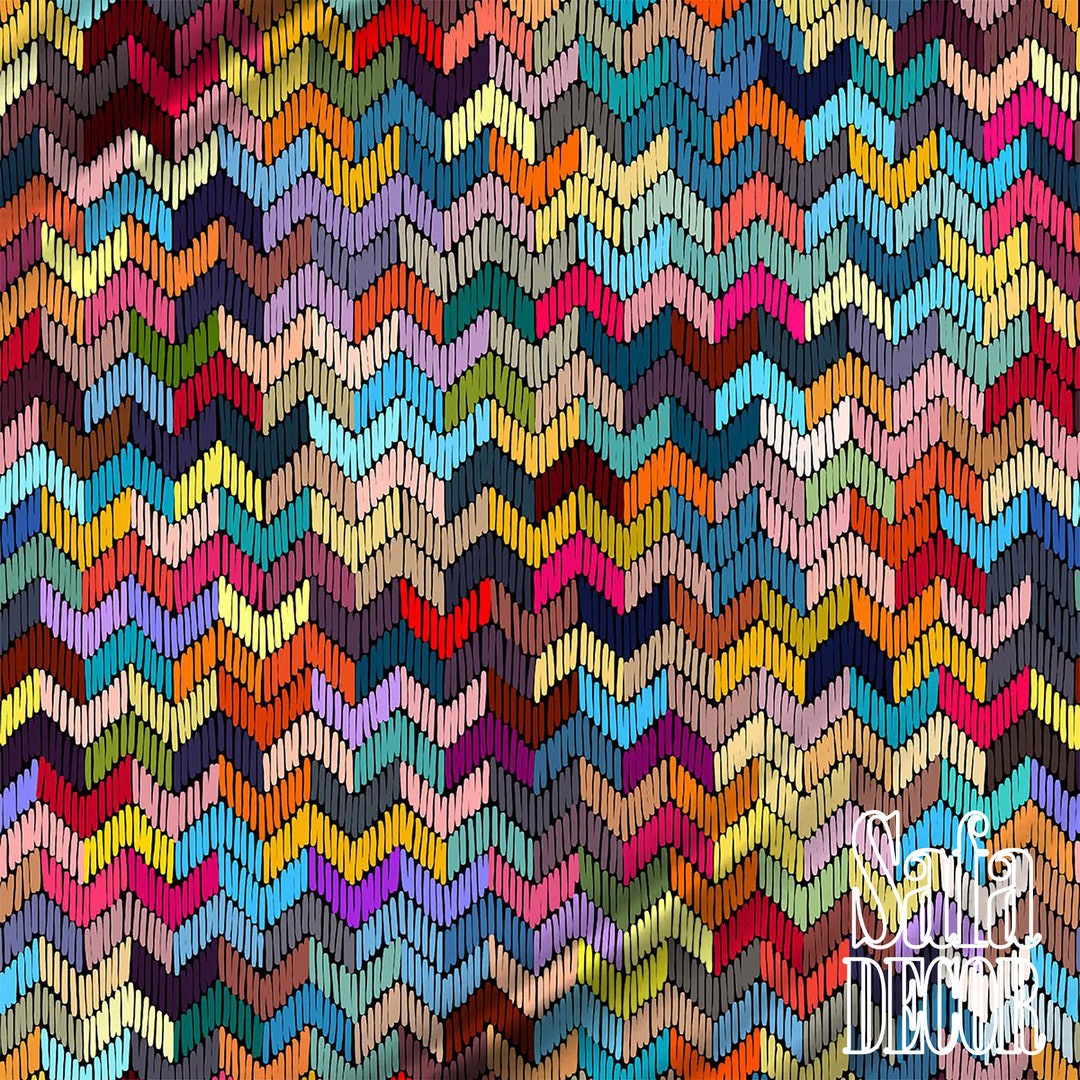 Colorful Zigzag Lines Patterned Digital Printed Upholstery Fabric by ...