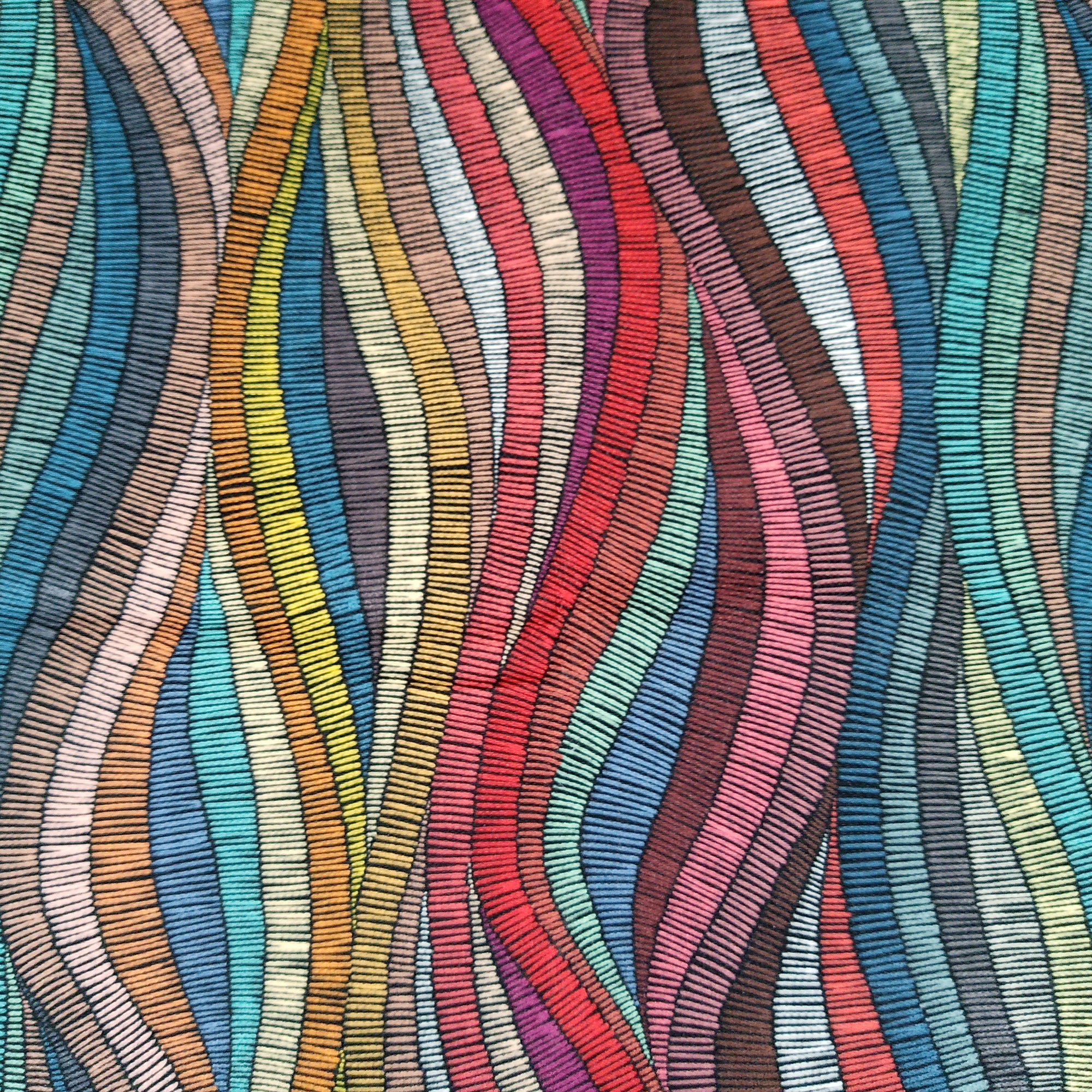 Colorful Stitch Pattern Waves Effect Upholstery Fabric by the - Etsy