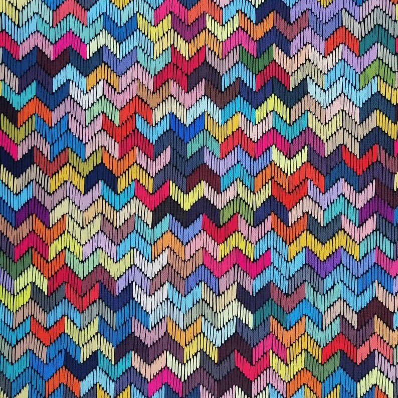Colorful Zigzag Lines Patterned Digital Printed Upholstery - Etsy
