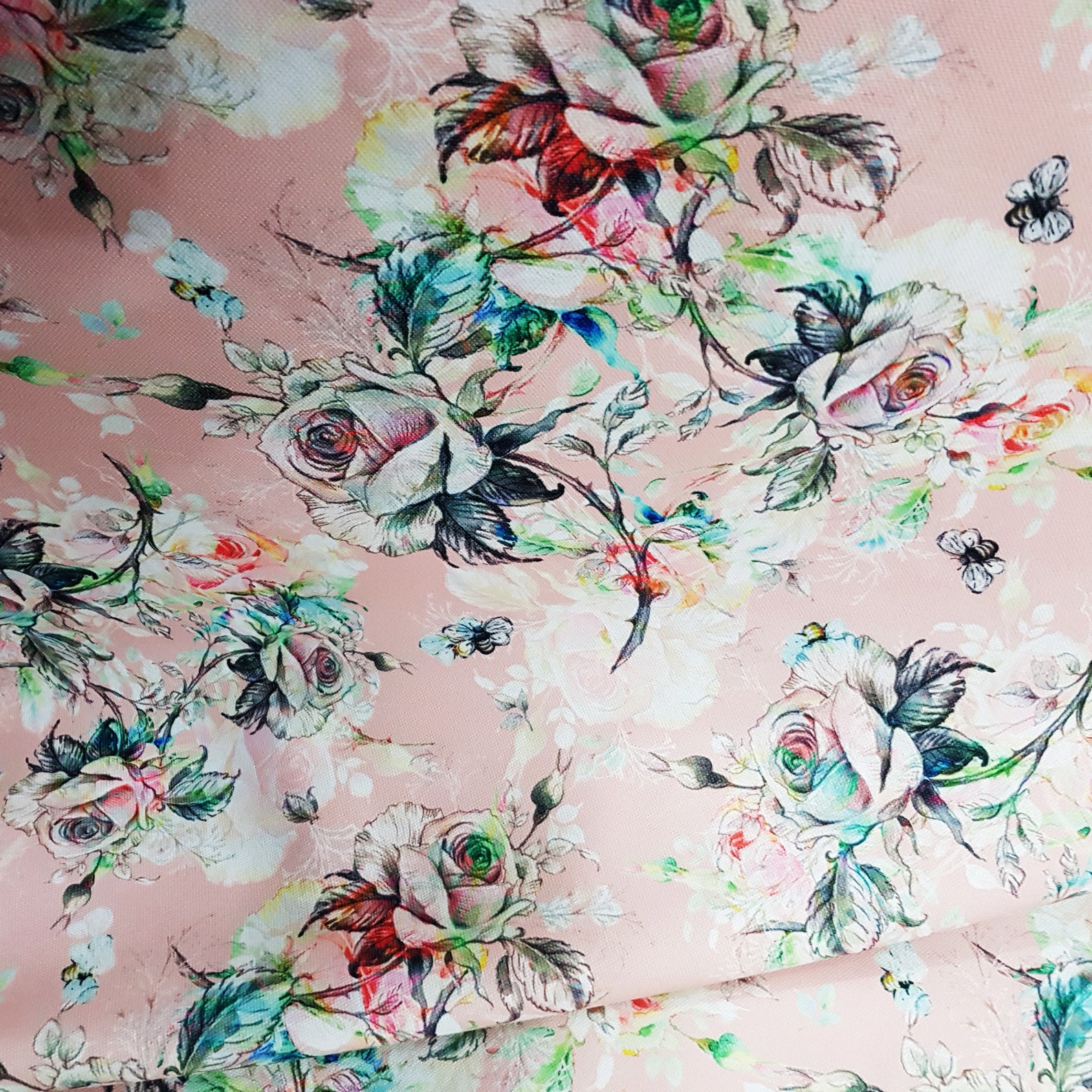 Rose Pattern Upholstery Fabric by the yards Digital Printed | Etsy