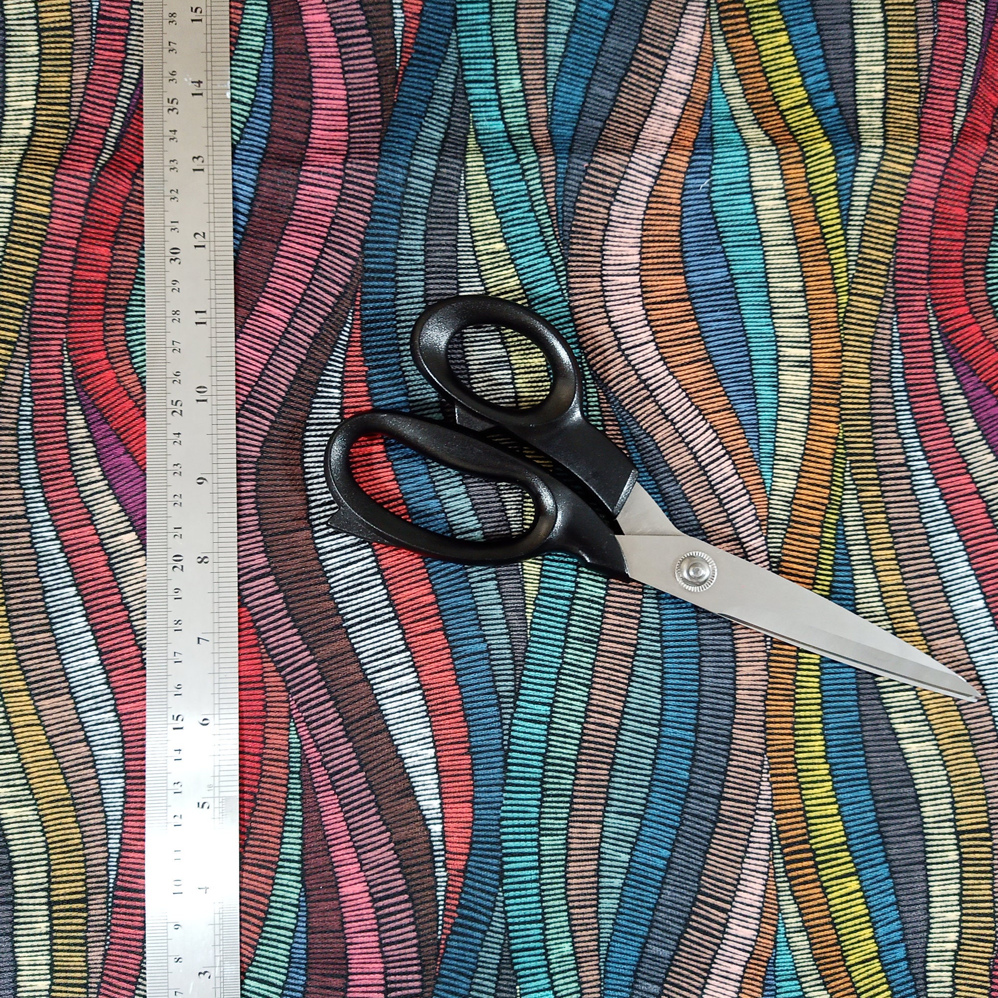 Colorful Stitch Pattern Waves Effect Upholstery Fabric by the - Etsy