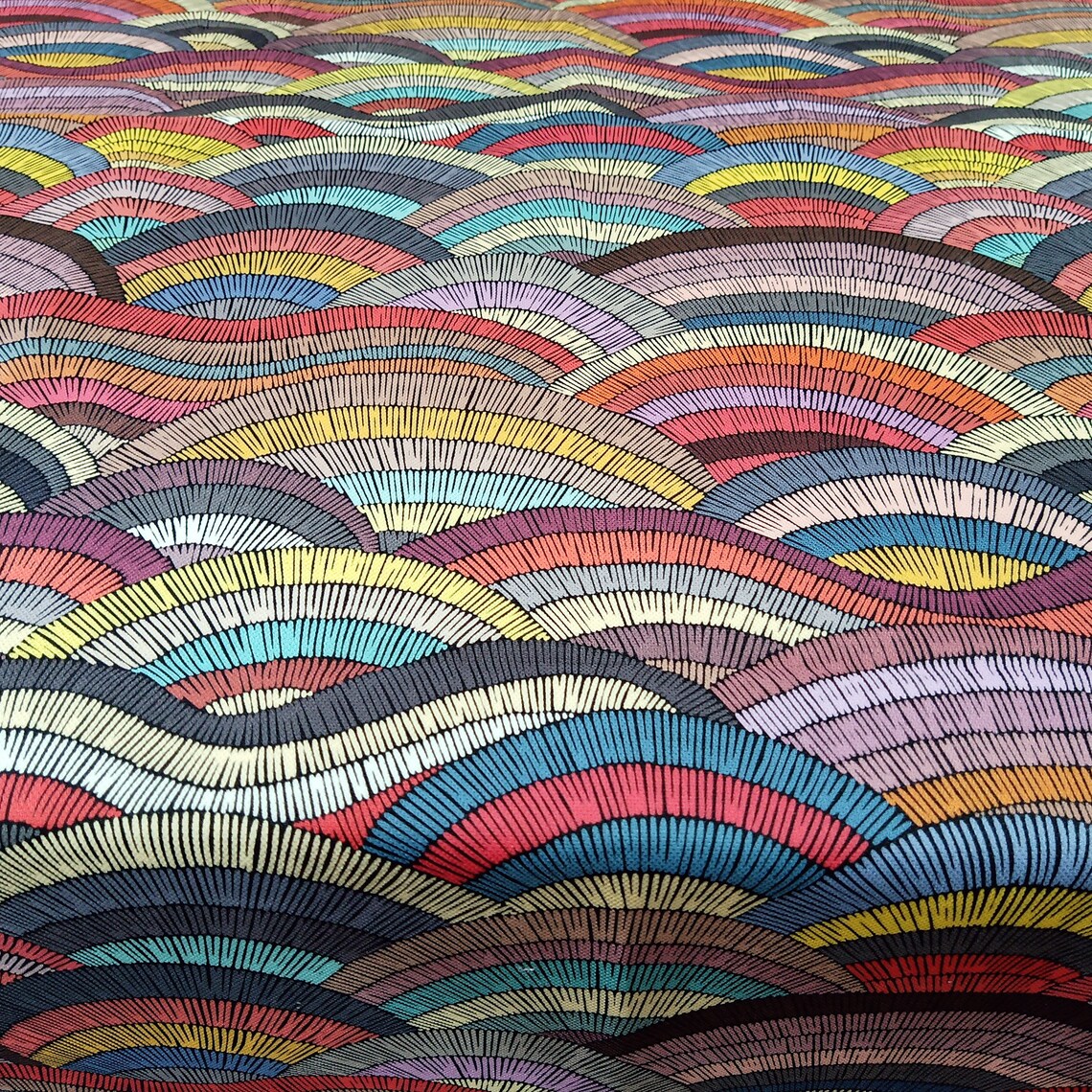 Colorful Stitching Waves Pattern Digital Printed Decorative - Etsy