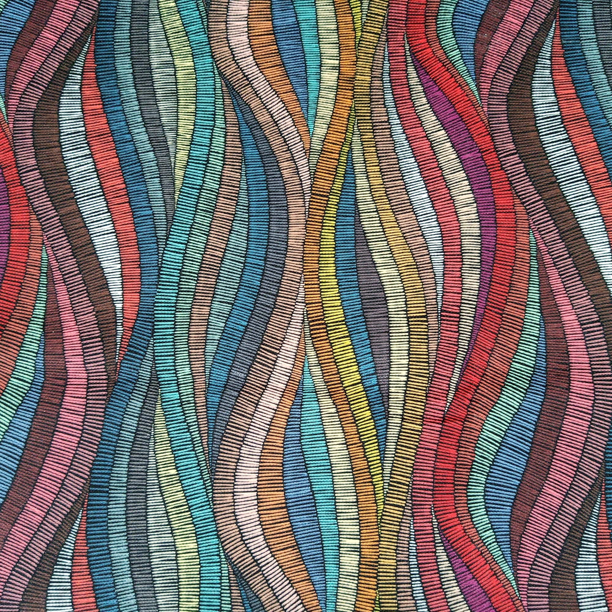 Colorful Stitch Pattern Waves Effect Upholstery Fabric by the | Etsy