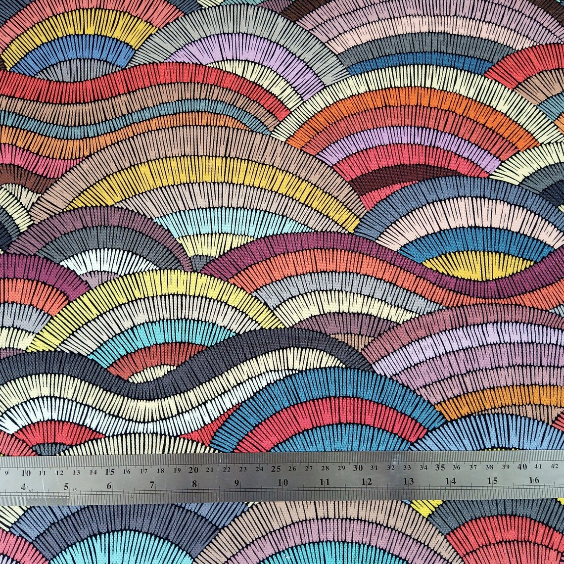 Colorful Stitching Waves Pattern Digital Printed Decorative - Etsy