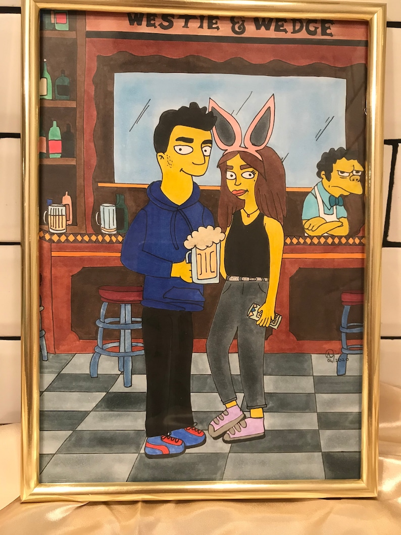 PRINT - Personalized Simpson Illustration - Friends - Couple - Decors ...